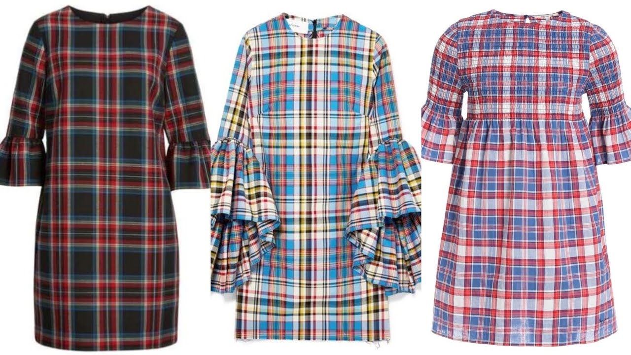 Stylish Check printed Dresses | Long Sleeve Plaid Printed Belted sheath ...