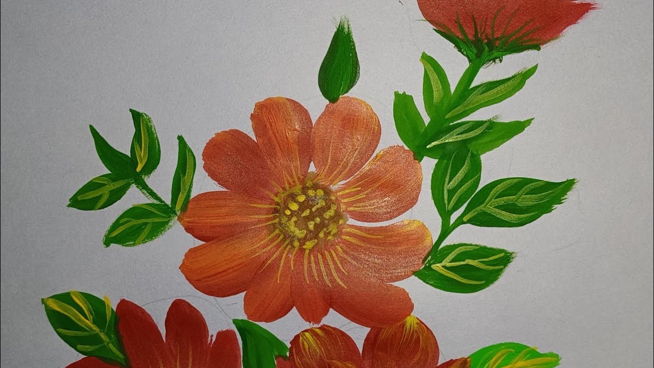 simpal flower painting using round brush //you tube video //acrylic ...