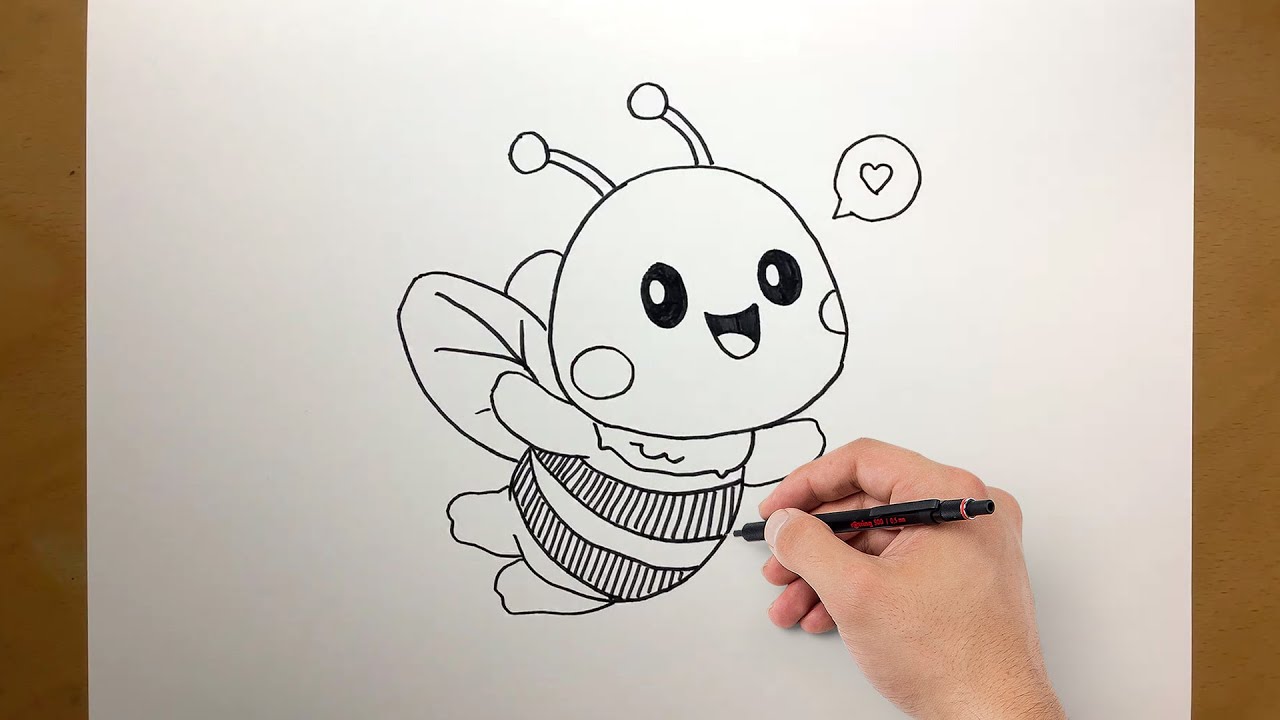 How To Draw A Cute Bee Easy Step By Step Tutorial - YouTube