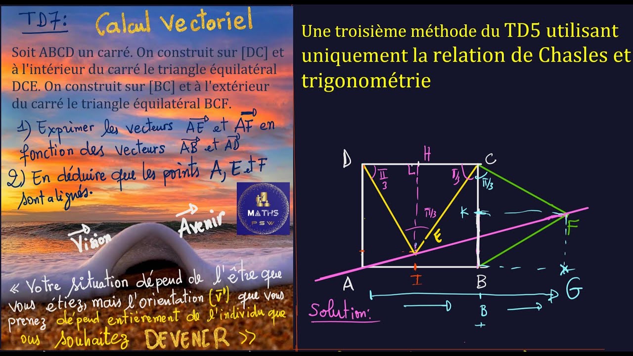 TD7 vecteurs carrée et triangle équilatéral 3ème méthode utilisant la ...
