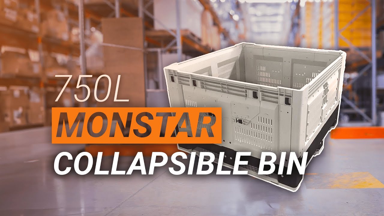 Monstar Collapsible Plastic Mega Bin - Space Saving Industrial Storage ...