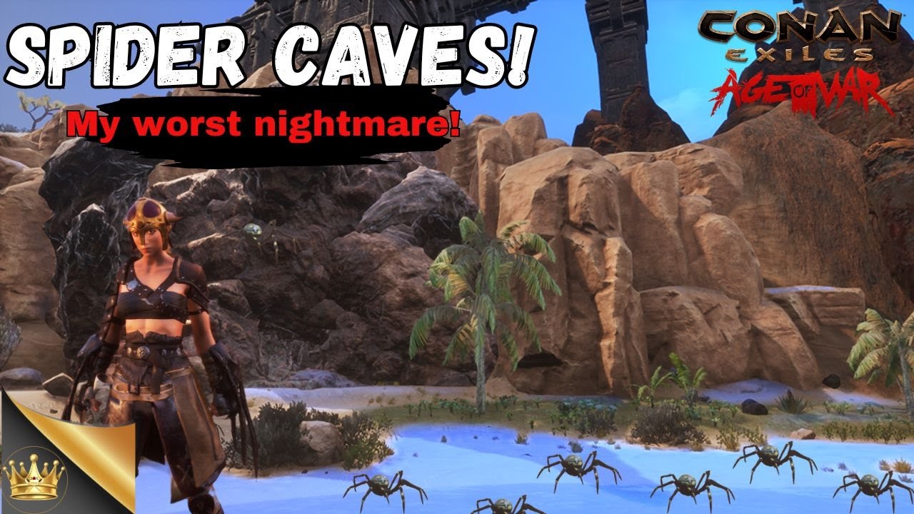 Trying not to scream in the SPIDER CAVES: Conan Exiles Gameplay - YouTube