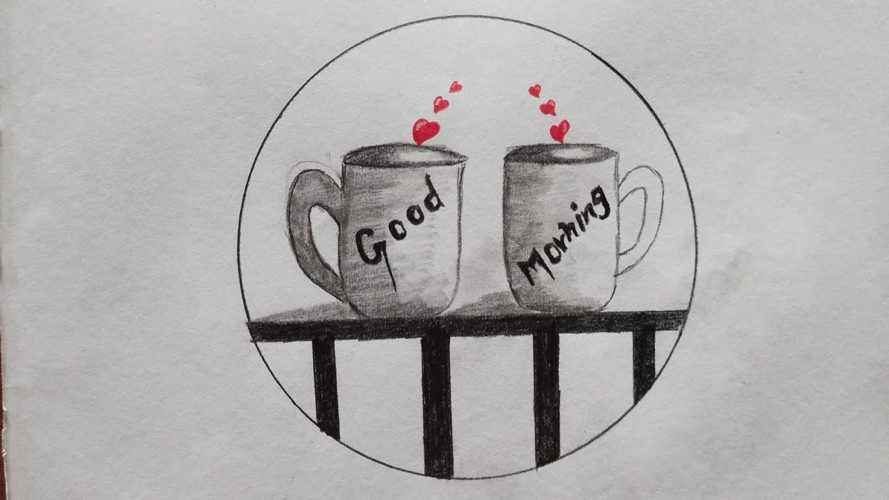 how to draw circle drawing// cup and good morning drawing - YouTube