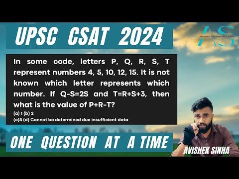 In some code, letters P, Q, R, S, T represent numbers 4, 5, 10, 12, 15 | UPSC CSAT 2024 | AVISHEK |