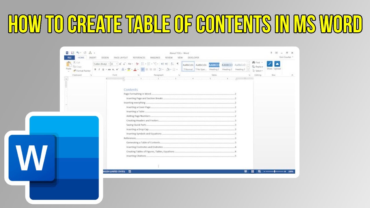 How To CREATE Table Of Contents In Word - New Update 2025 - YouTube