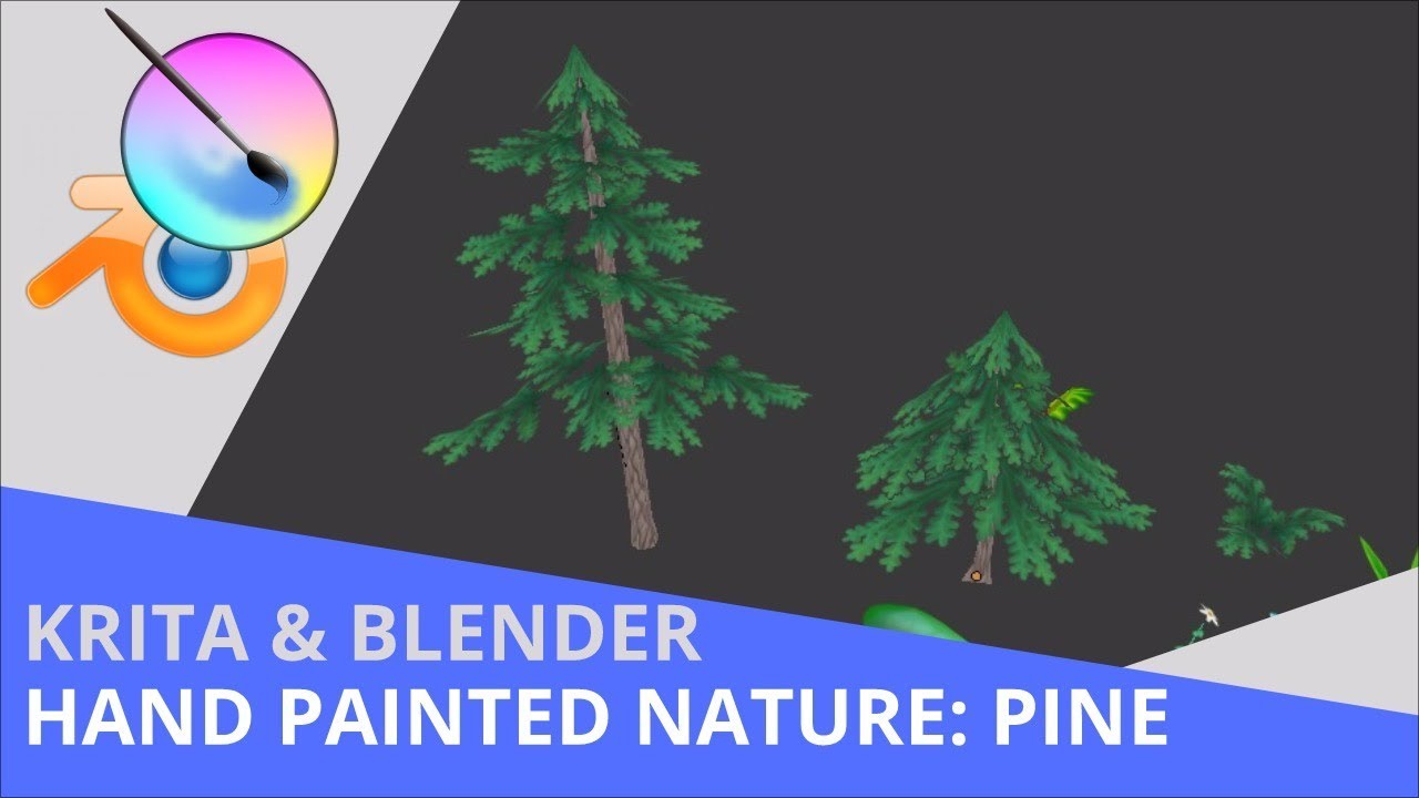 Krita & Blender - Hand Painted Cartoon Stylized Pine - YouTube