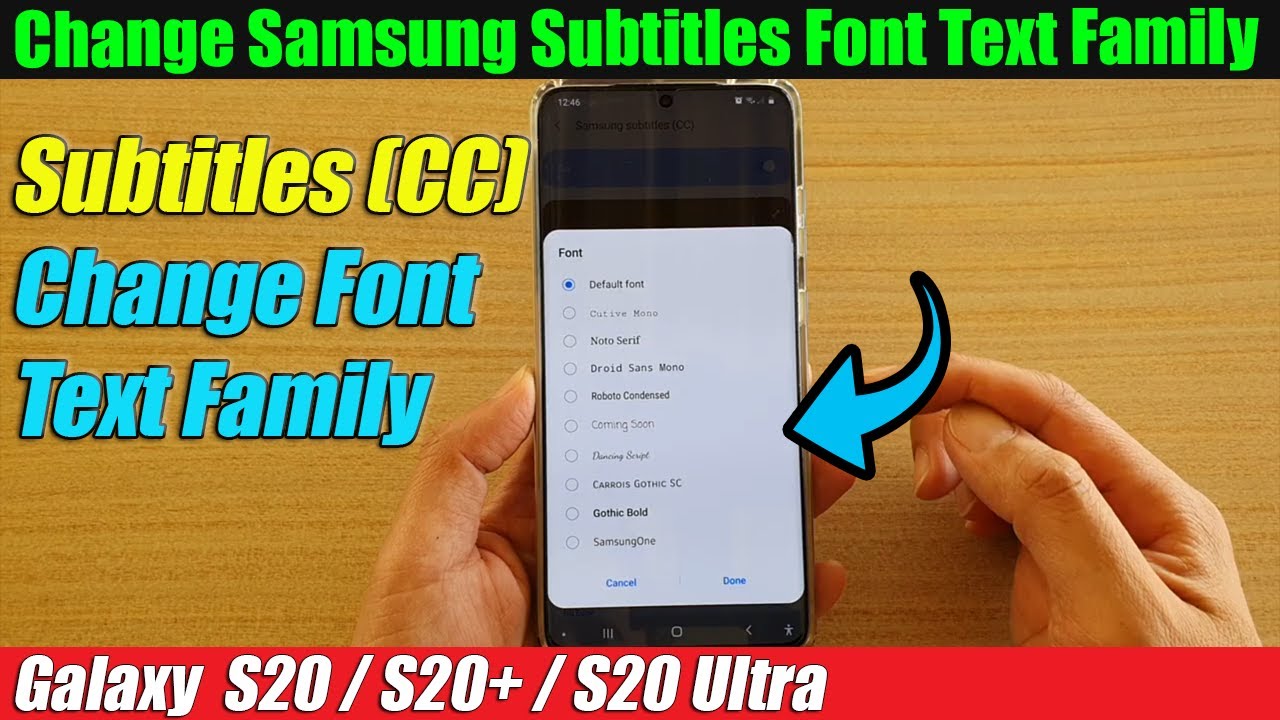 Galaxy S20/S20+: How to Change Samsung Subtitles Font Text Family - YouTube