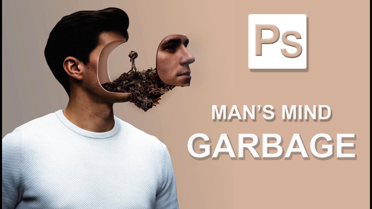 Man's Mind is Garbage Face Portrait Effect Speed Art Photoshop Tutorial ...