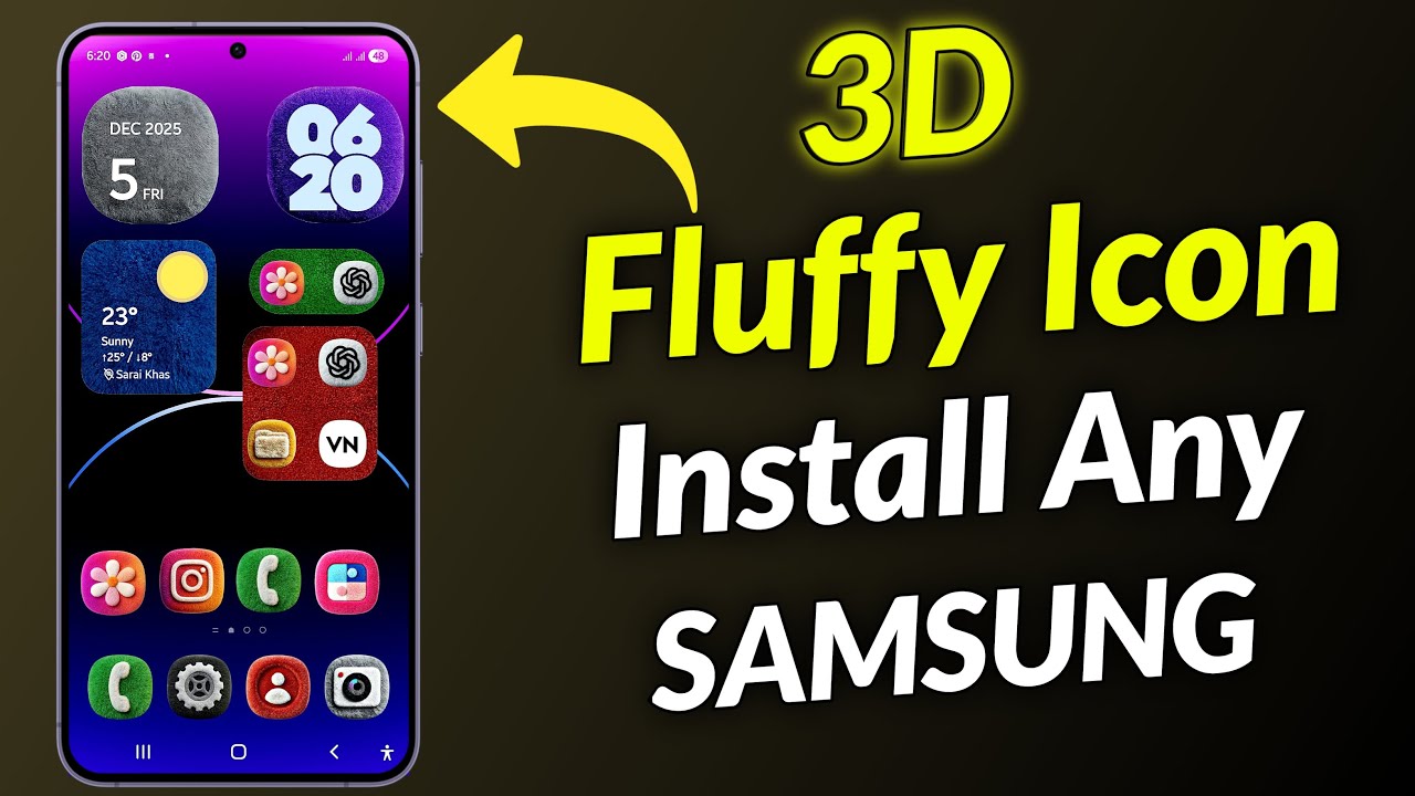ONE UI 8 - 3D Fluffy Icon Pack on Any Samsung Galaxy Device - YouTube