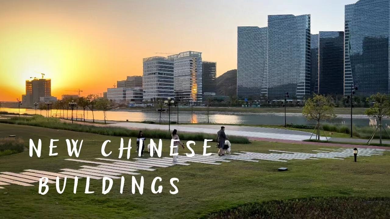 New Chinese Buildings. Walking around a New Construction Area in Zhuhai ...