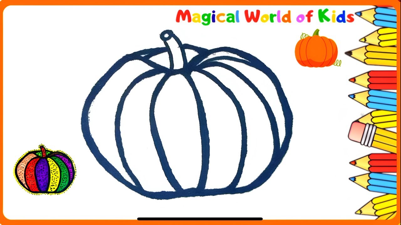 Easy Pumpkin Drawing for Kids , Fun & Colorful Fall Season Art , Step ...