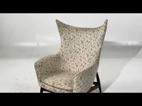 H.W. Klein for Bramin Møbler Model 207/5 Mid Century Danish Walnut Wing Chair