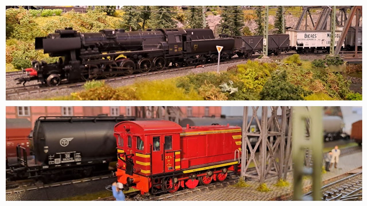 Diesellok 455 und Dampflok 5603 der CFL mit einem luxemburgischen ...