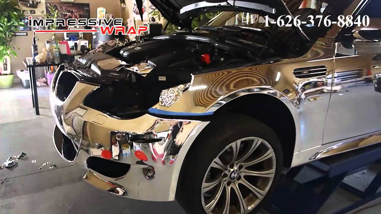 Chrome BMW M5 full wrapped by impressive wrap - YouTube
