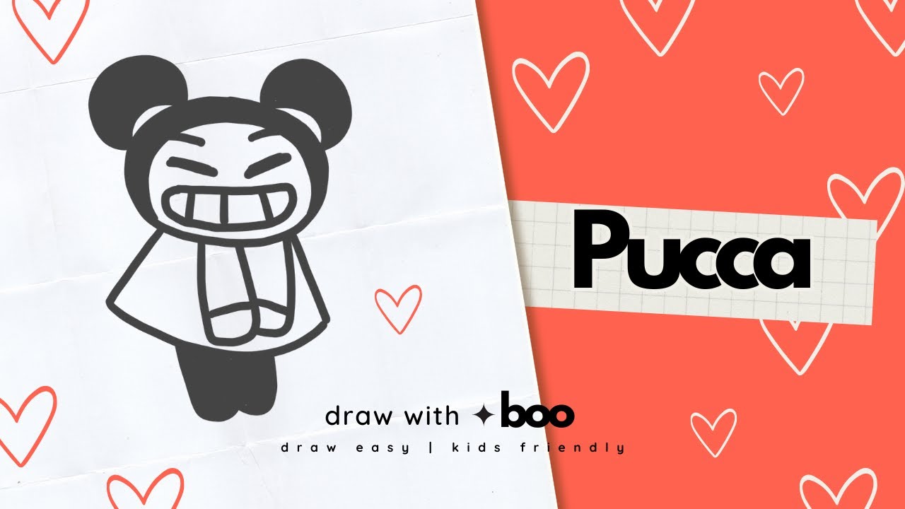 How to Draw a PUCCA 👧🏻 ️ very easy doodle | Easy Art Tutorial for Kids ...