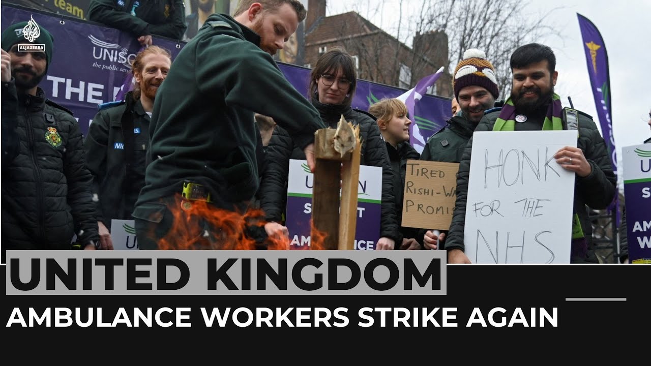 UK ambulance workers strike again as NHS crisis deepens - YouTube