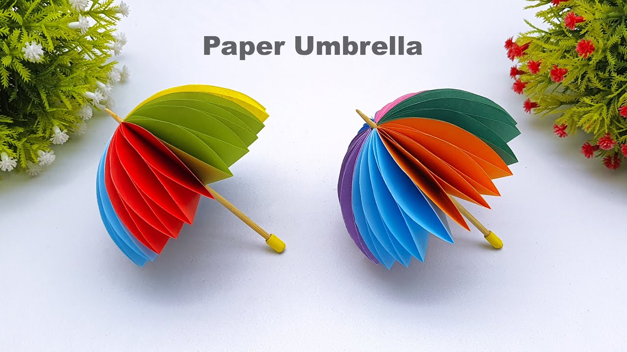 How To Make Paper Umbrella | DIY Multi Colored Paper Umbrella Making ...