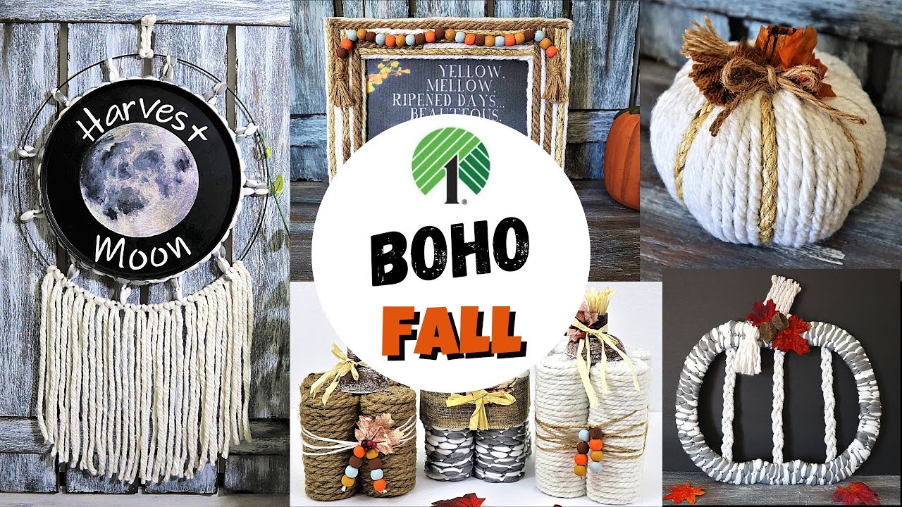 AWESOME BOHO FALL DIY HOME DECOR IDEAS/DOLLAR TREE FALL DIY/FARMHOUSE ...