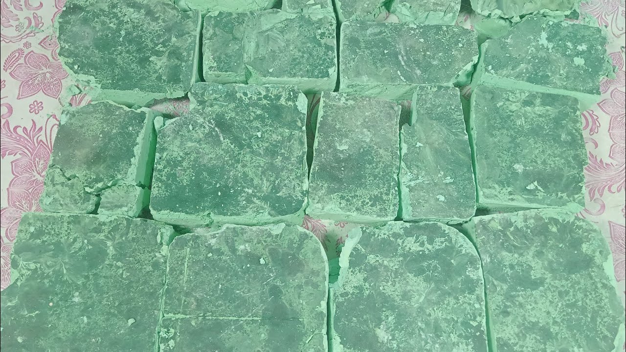 Dyed soft green gym chalk blocks crushing💚 - YouTube