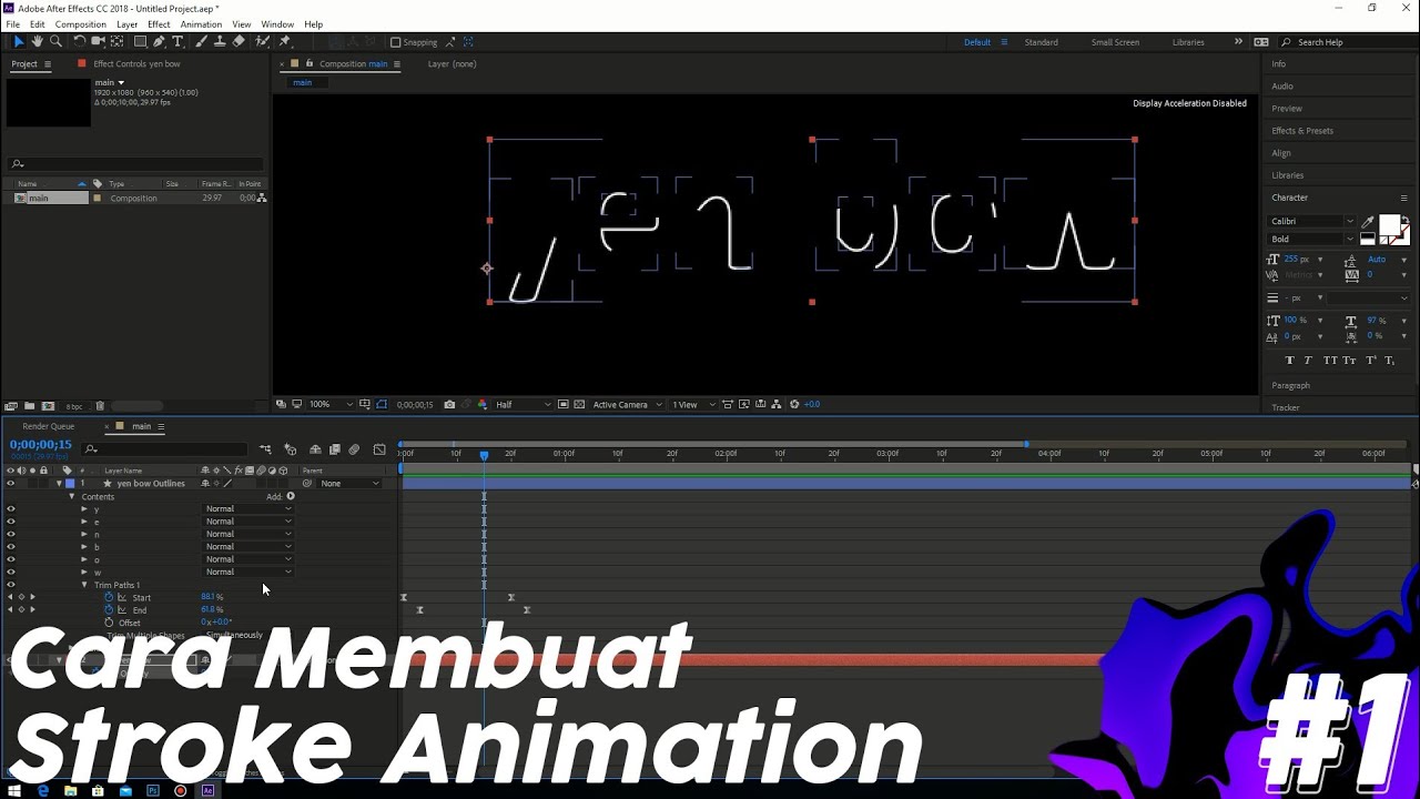 TUTORIAL ADOBE AFTER EFFECT || MEMBUAT STROKE ANIMATION #1 - YouTube