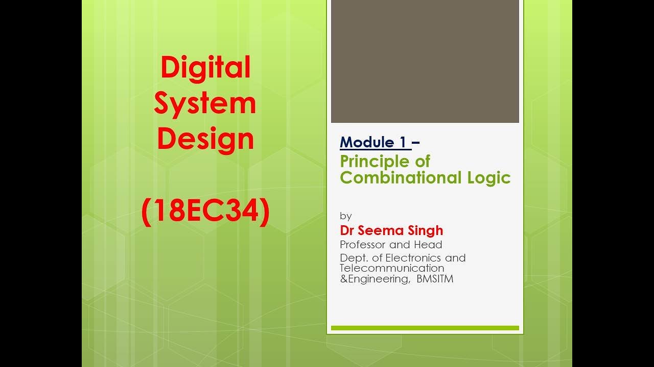 DSD Module 1 Application Example 4 by Dr Seema Singh, Professor, Dept of ETE - YouTube