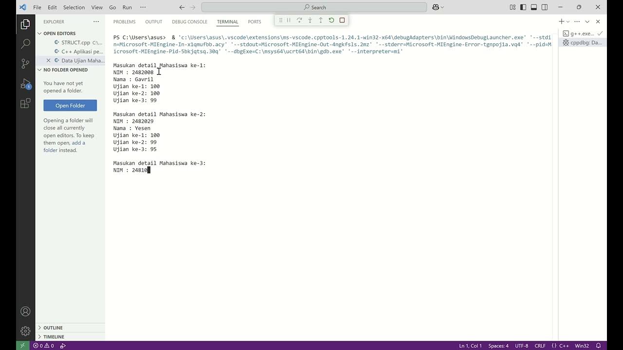 Functioned Struct - Aplikasi Data Ujian Mahasiswa C++ - YouTube