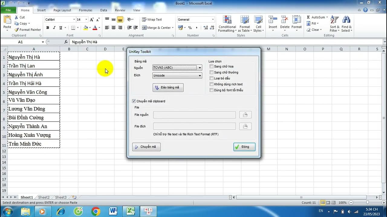 CÁCH LOẠI BỎ DẤU TRONG TÊN ĐỐI VỚI FILE EXCEL - YouTube