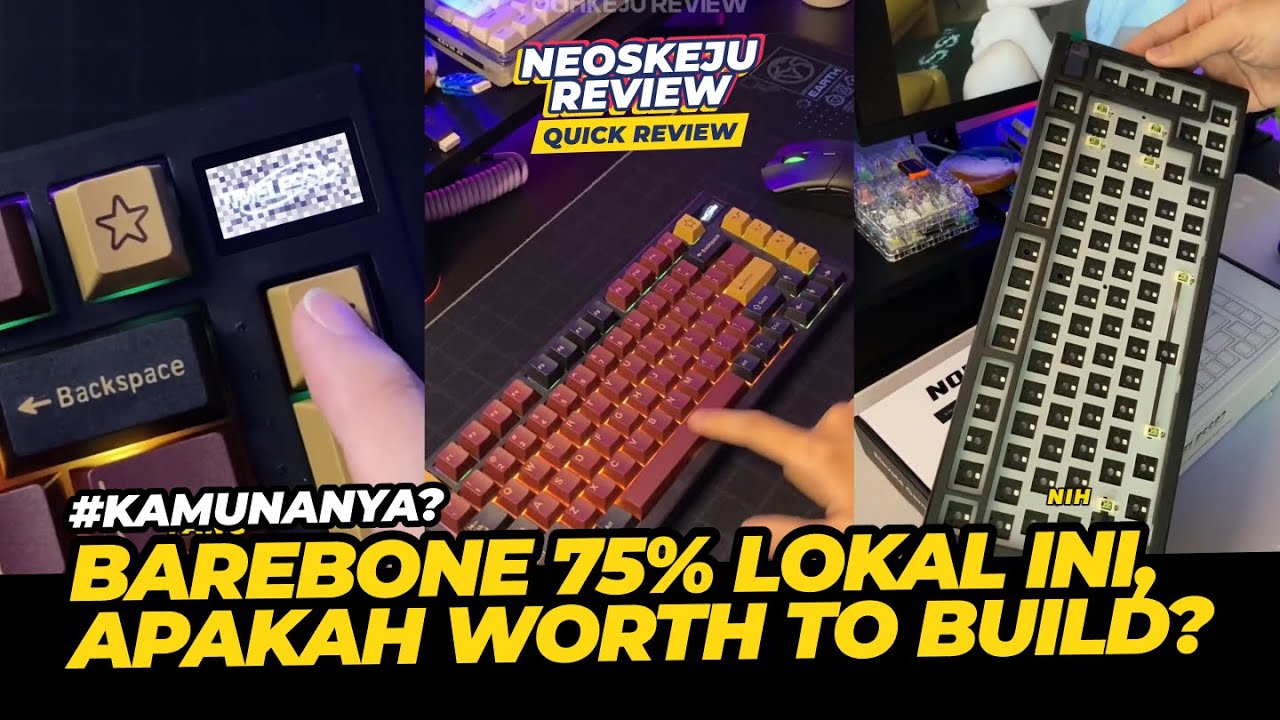 Barebone keyboard lokal 75% keren tapi… - Quick Review Noir Timeless82 Barebone - YouTube