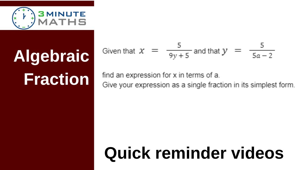GCSE Maths Revision - Algebra Fraction - YouTube