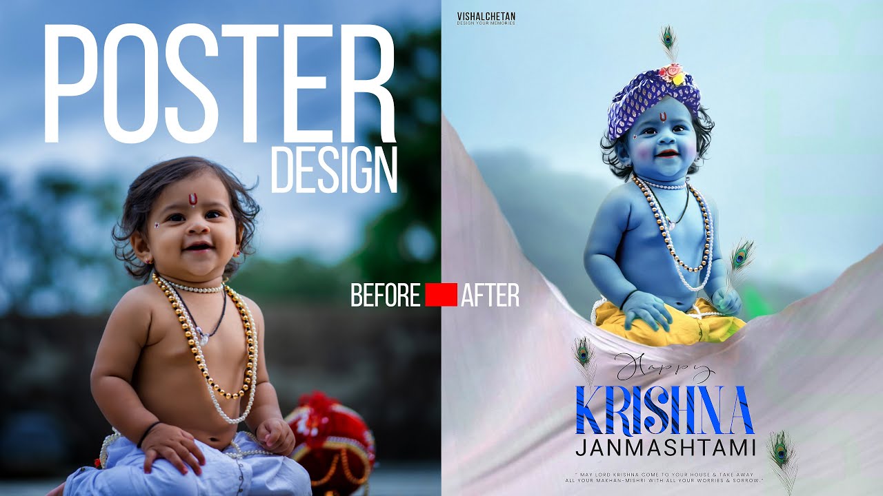 How to design Krishna Janmashtami Poster - YouTube