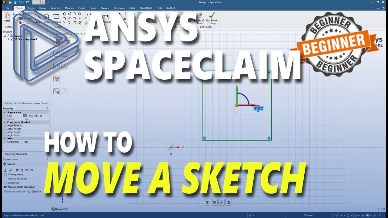 Ansys Spaceclaim How To Move A Sketch - YouTube