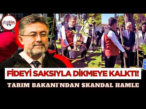 Tarım Bakanı'ndan skandal hamle: Fidanı saksıyla toprağa dikti.... Tarihe geçecek anlar...