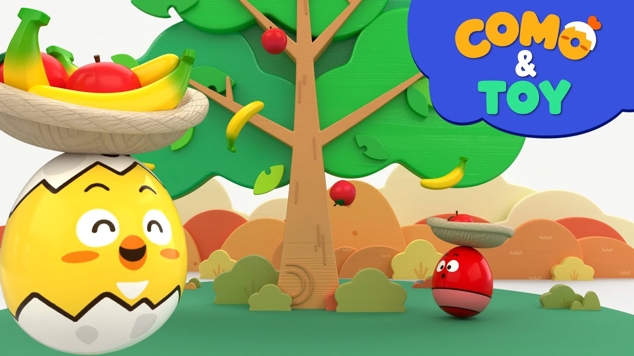 Como | Fruit falling from the sky | Learn colors and words | Cartoon ...