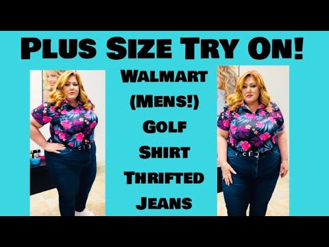 Plus Size Try On! Walmart (Men’s) Golf Shirt, Thrifted Jeans #walmartfinds #plussizetryon #curvy 