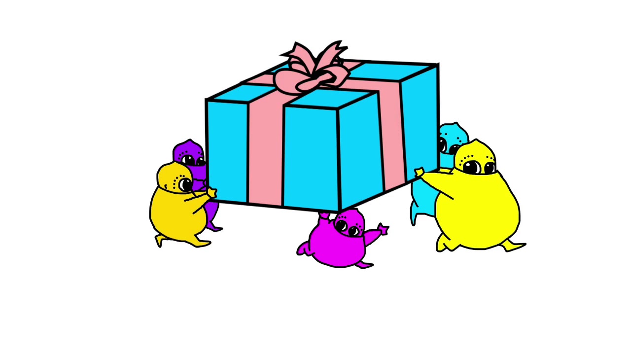 The boohbahs giving the story people the present - YouTube