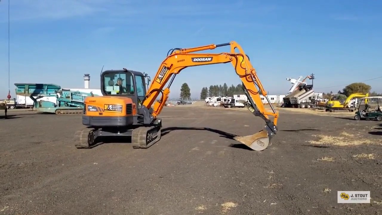 2013 Doosan DX85-R Mini Hydraulic Excavator at Public Auction - YouTube