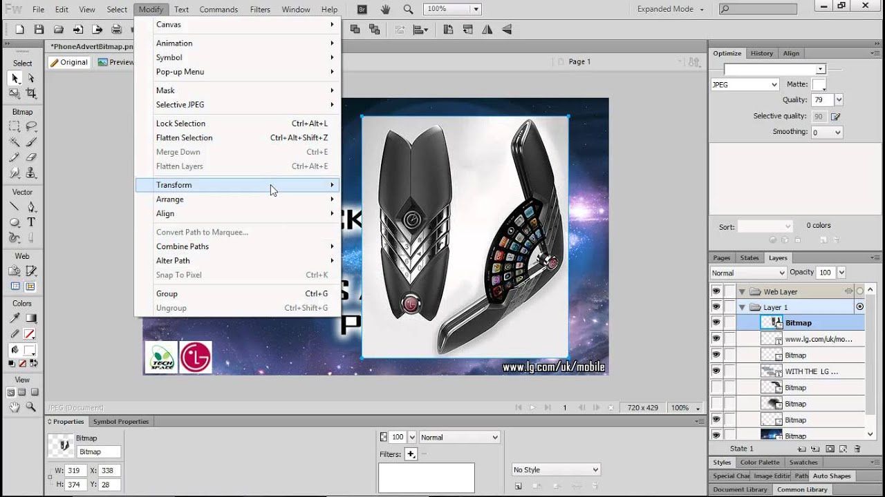 Rotate Tool in Adobe Fireworks - YouTube