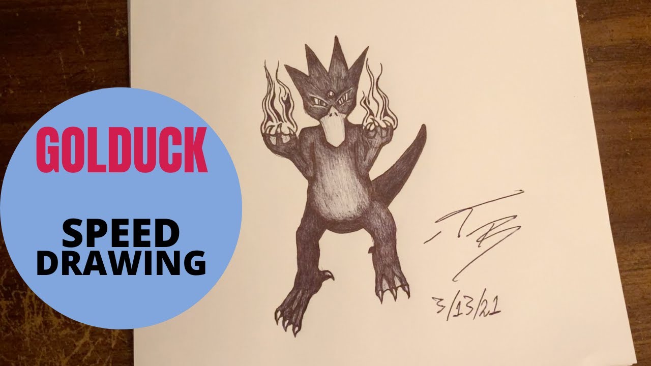 GOLDUCK SPEED DRAWING! TIME LAPSE! How to draw the cool pokemon Golduck ...