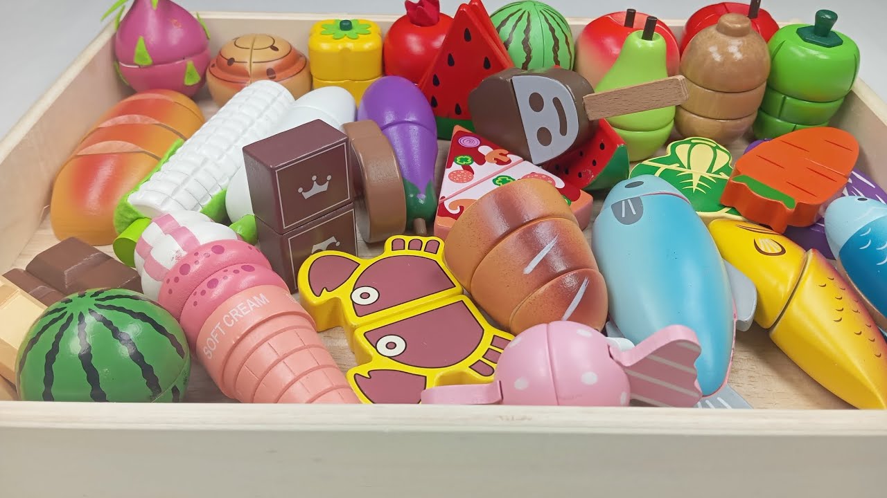 CUTTING WOODEN FRUIT AND VEGETABLES/WOODEN VS SQUISHY ASMR - YouTube