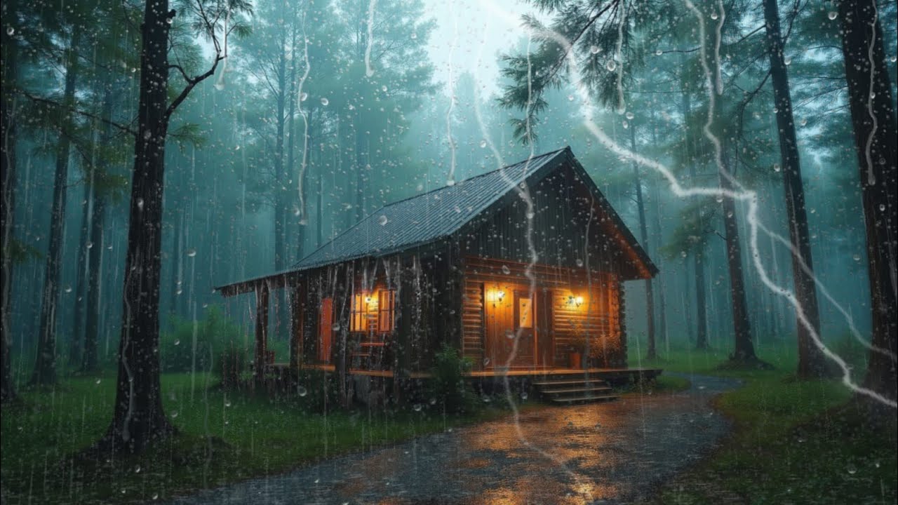 Watching Storms At Sea From A Cozy Room With Fireplace ⛈Rain and ...