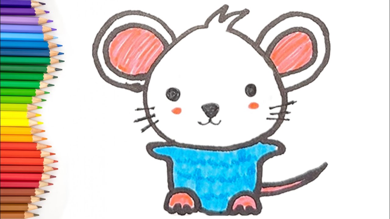 🐀 How to Draw a cute Kawaii Rat | Easy Rat Drawing and Colouring for ...