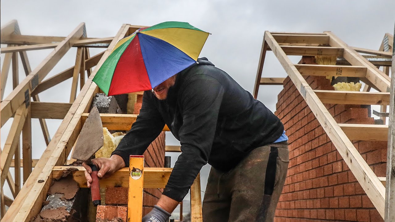 Bricklayers Rain Hats! Finished Building the Homes - YouTube