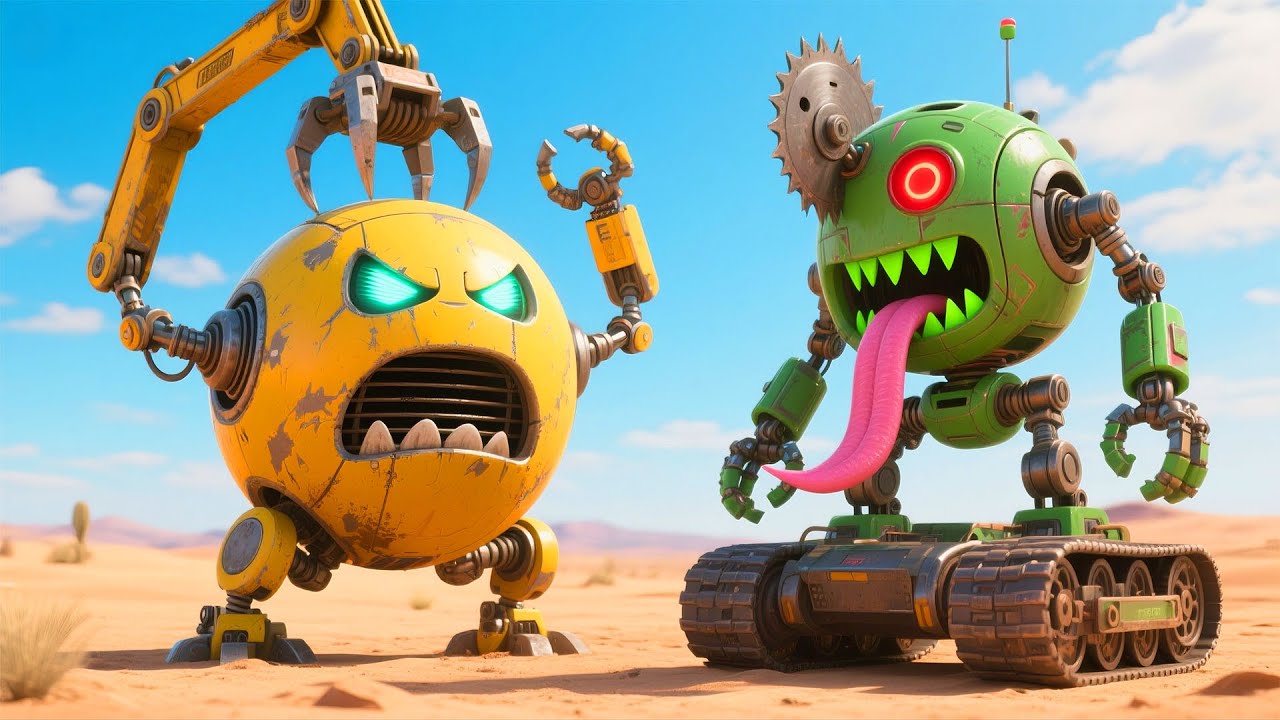 Pacman, Mecha Dog and Spiky Drill Robot race through shockwave tunnels ...