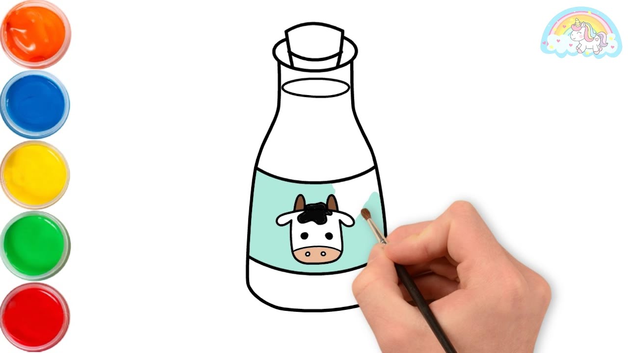 How to draw and color MILK for kids EASY and STEP BY STEP? 😍🌹 - YouTube