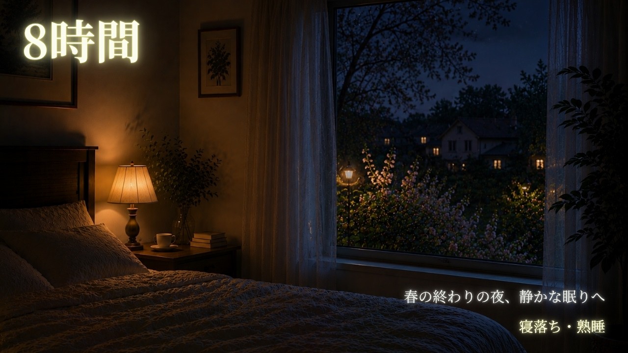 【8時間・寝落ち】春の終わりの夜、静かな眠りへ｜熟睡・疲労回復・睡眠導入用ピアノ / 8 Hours Late Spring Sleep ...