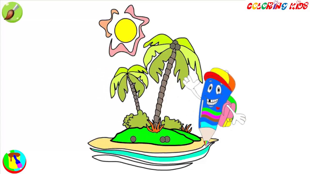 Island Drawings For Kids – How to Draw an Island Step by Step for Kids ...