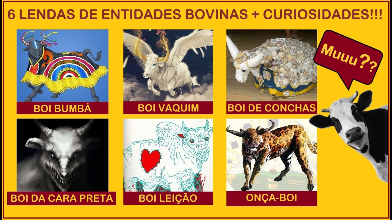 6 Lendas de bovinos: Bumbá, Vaquim, Cara Preta, de Conchas, Leição e ...