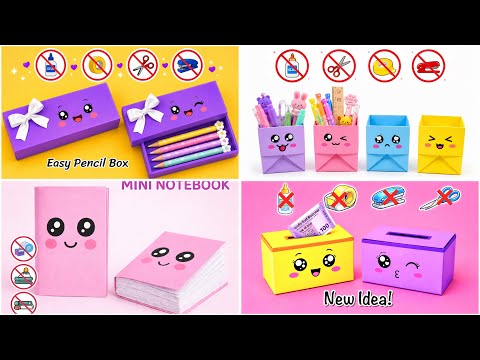 DIY Einfaches Kawaii-Federmäppchen / Origami-Spardose und Notizbuch (ohne Kleber) / Niedlicher Sc...