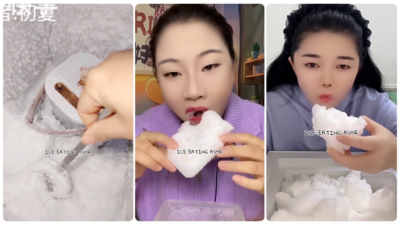So Cold, So Good | Eating Snow Ice from the Fridge - YouTube