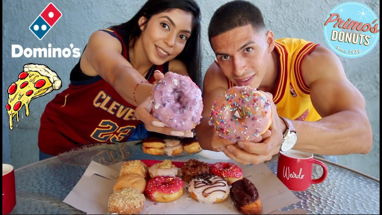 Epic Cheat Day #16 | Primo's Donuts LA & Dominos Pizza - YouTube